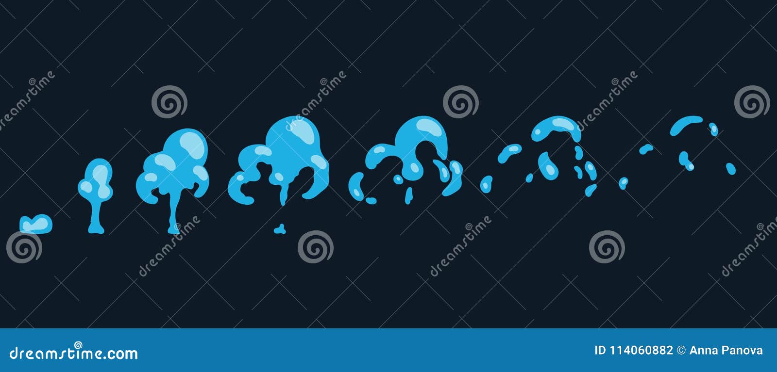 Sprite Sheet of Water Splashes. Animation for Game or Cartoon. Stock ...