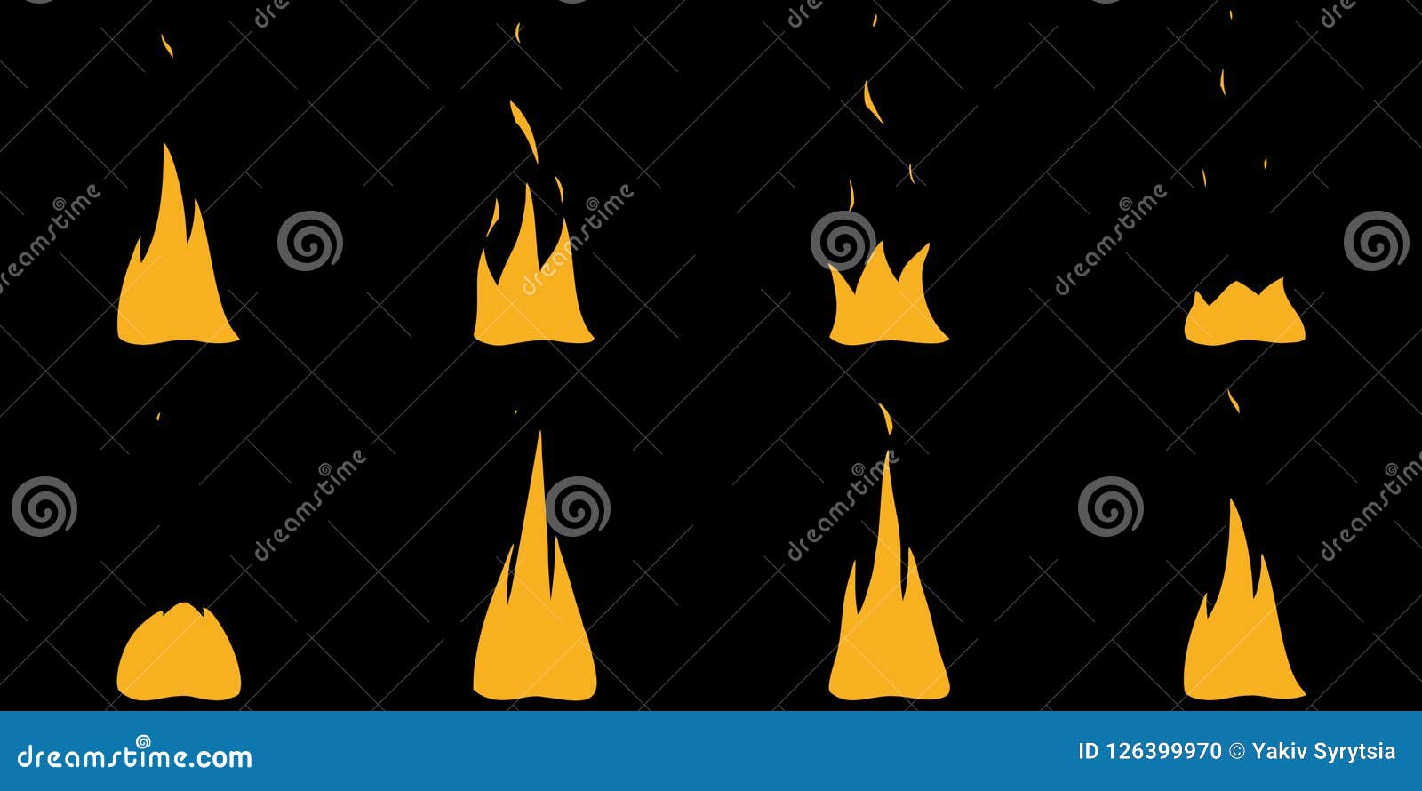 Sprite Sheets Fire Loop. Ready for Games or Cartoon. Stock Illustration ...