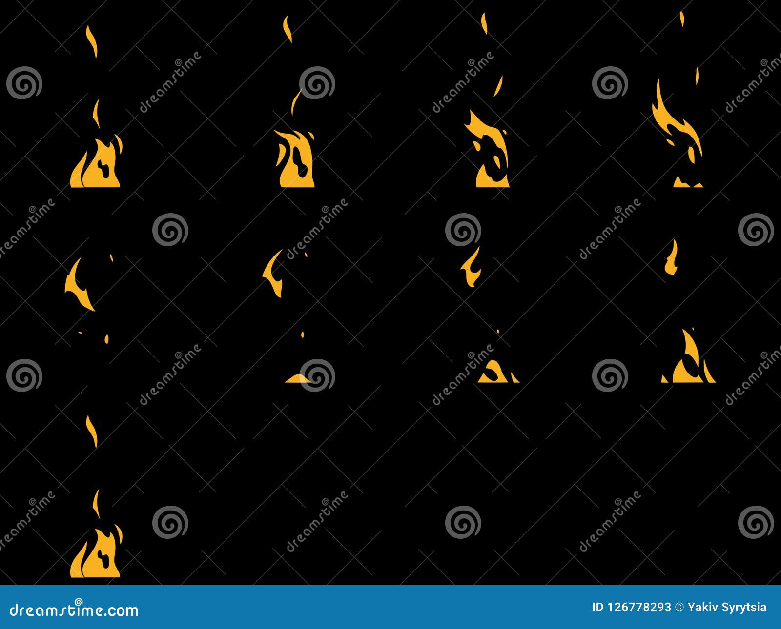 Sprite Sheets Fire Loop. Ready for Games or Cartoon. Stock Illustration ...