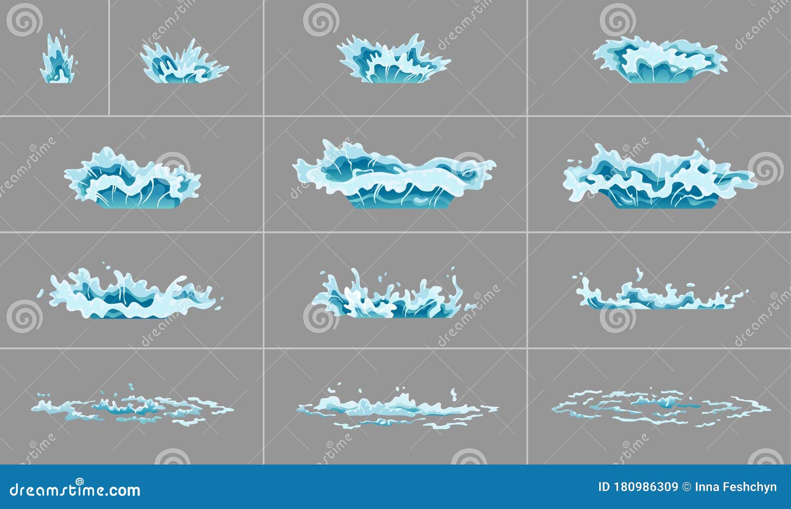 Sprite Water Splash Animation. Shock Waves on Transparent Background ...