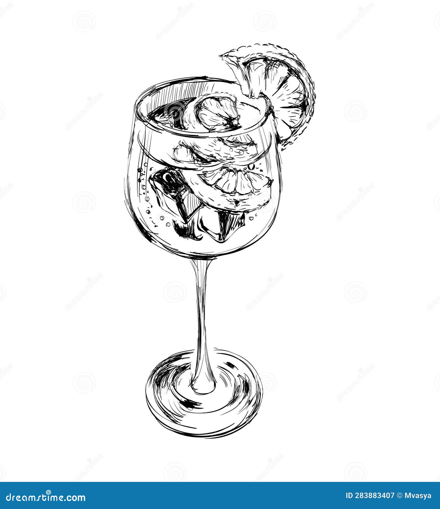 Spritz Hand Drawn Summer Cocktail Drink Illustration Stock Illustration ...