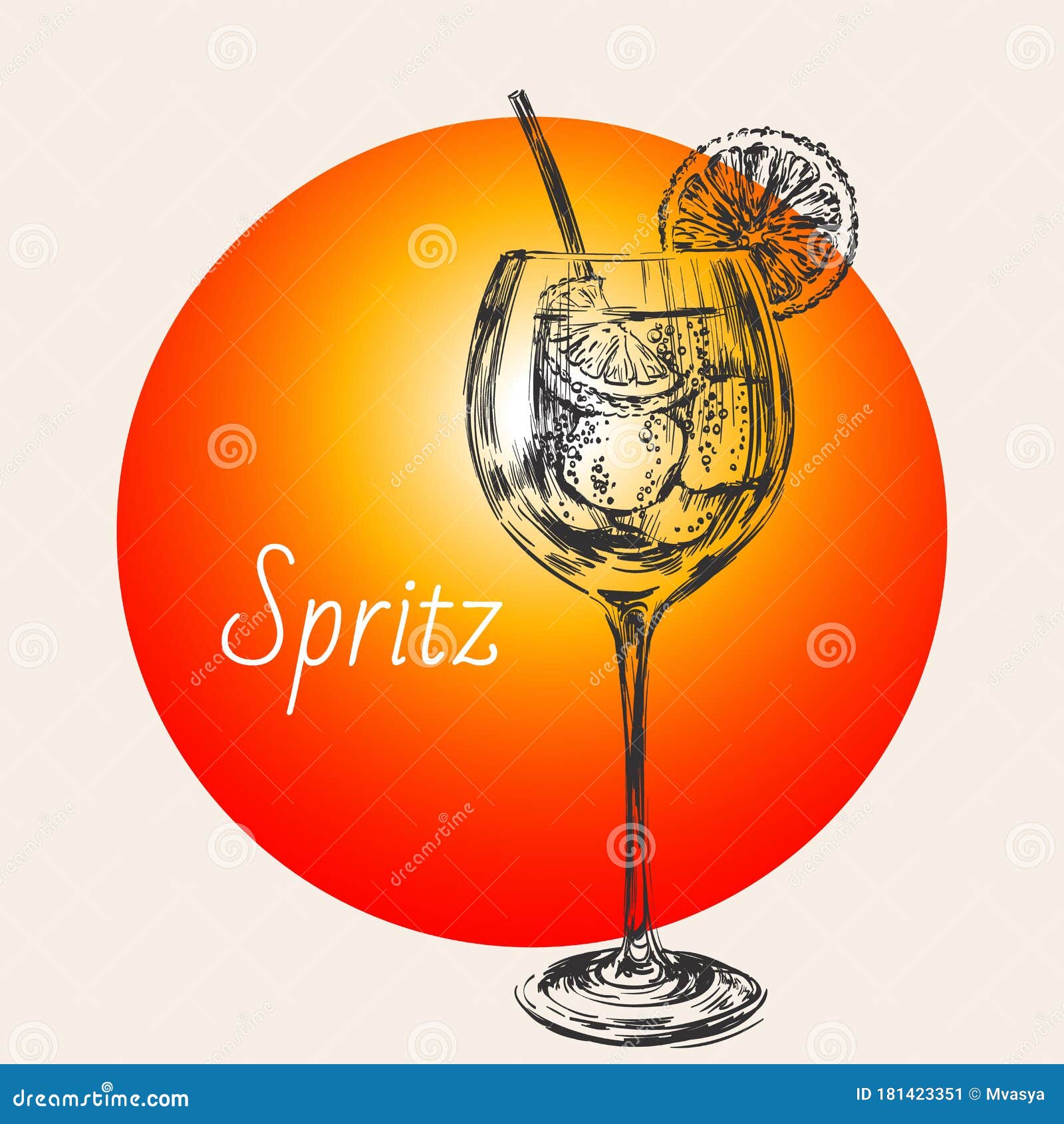 Spritz Hand Drawn Summer Cocktail Drink Vector Illustration Stock ...