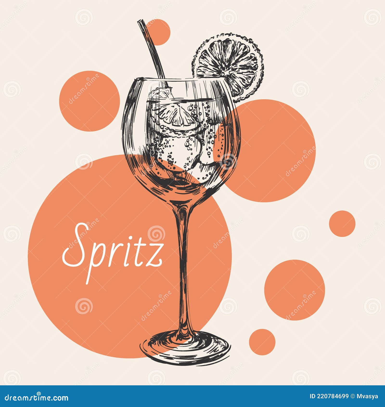 Spritz Hand Drawn Summer Spritz Cocktail Drink Vector Illustration ...