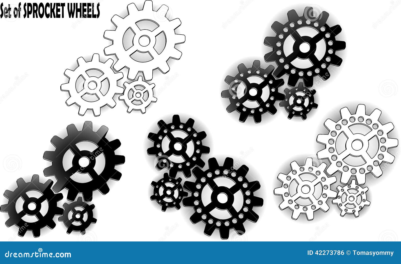 Sprocket Wheels Silhouette Set Cartoon Vector | CartoonDealer.com ...
