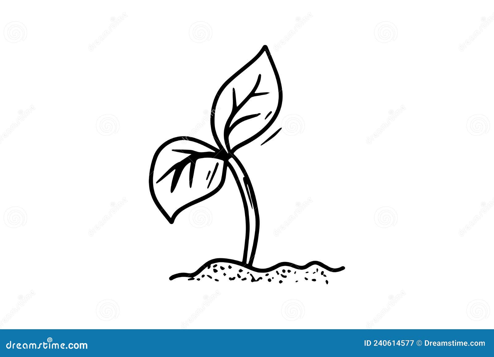 A Sprout Drawn with a Black Outline. Vector Graphics Stock Vector ...