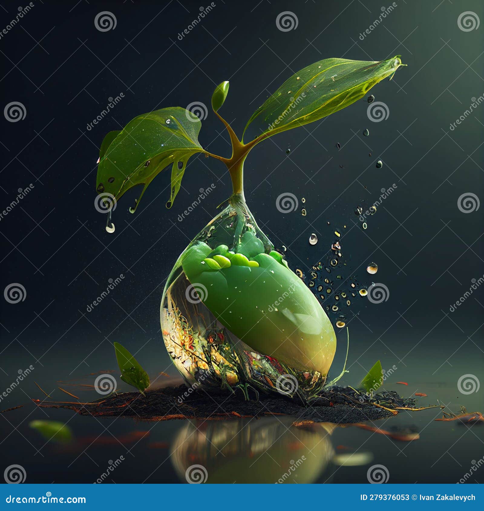 Sprout in a Drop Illustration. AI Generated Stock Illustration ...