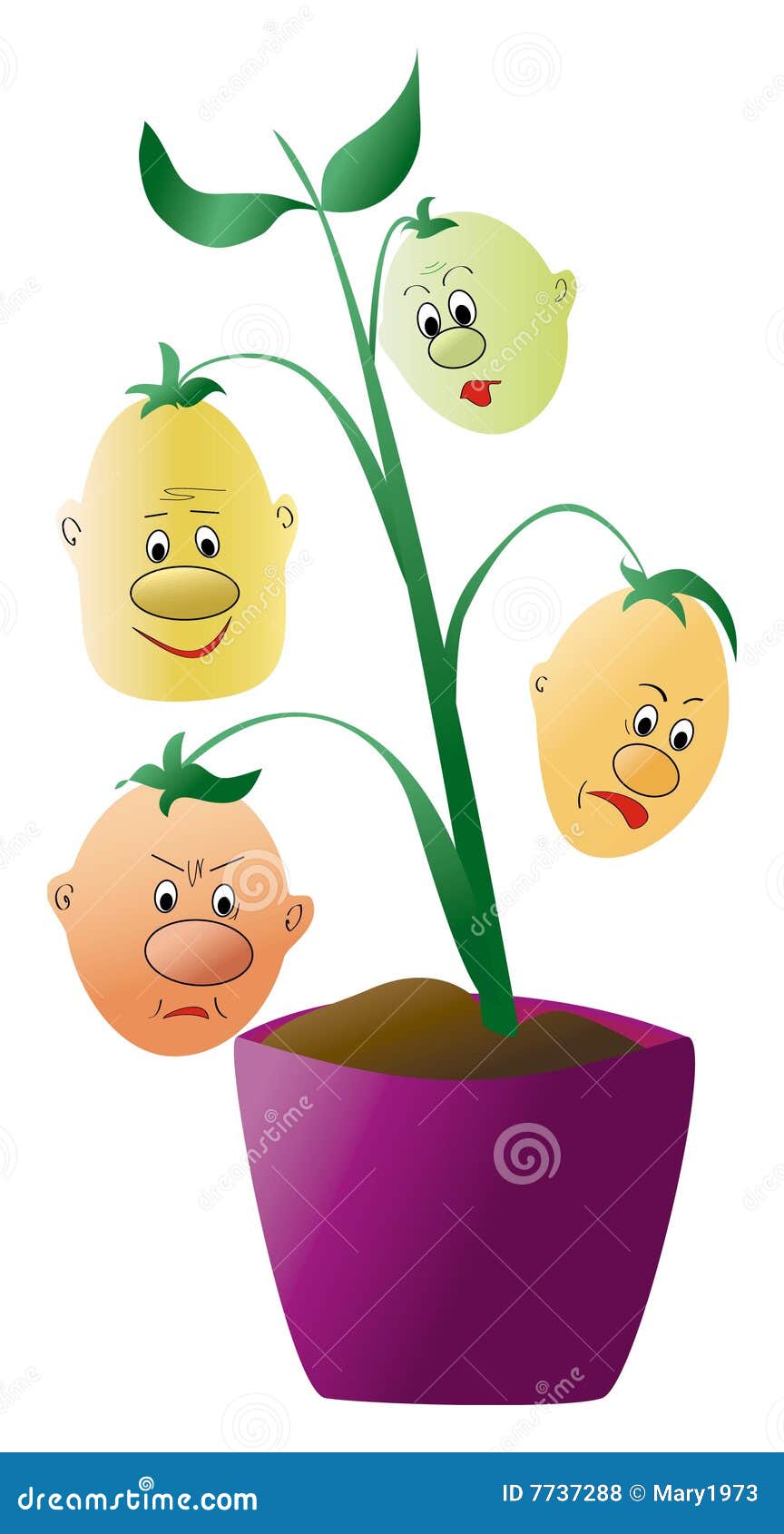 Sprout with faces stock vector. Illustration of characters - 7737288