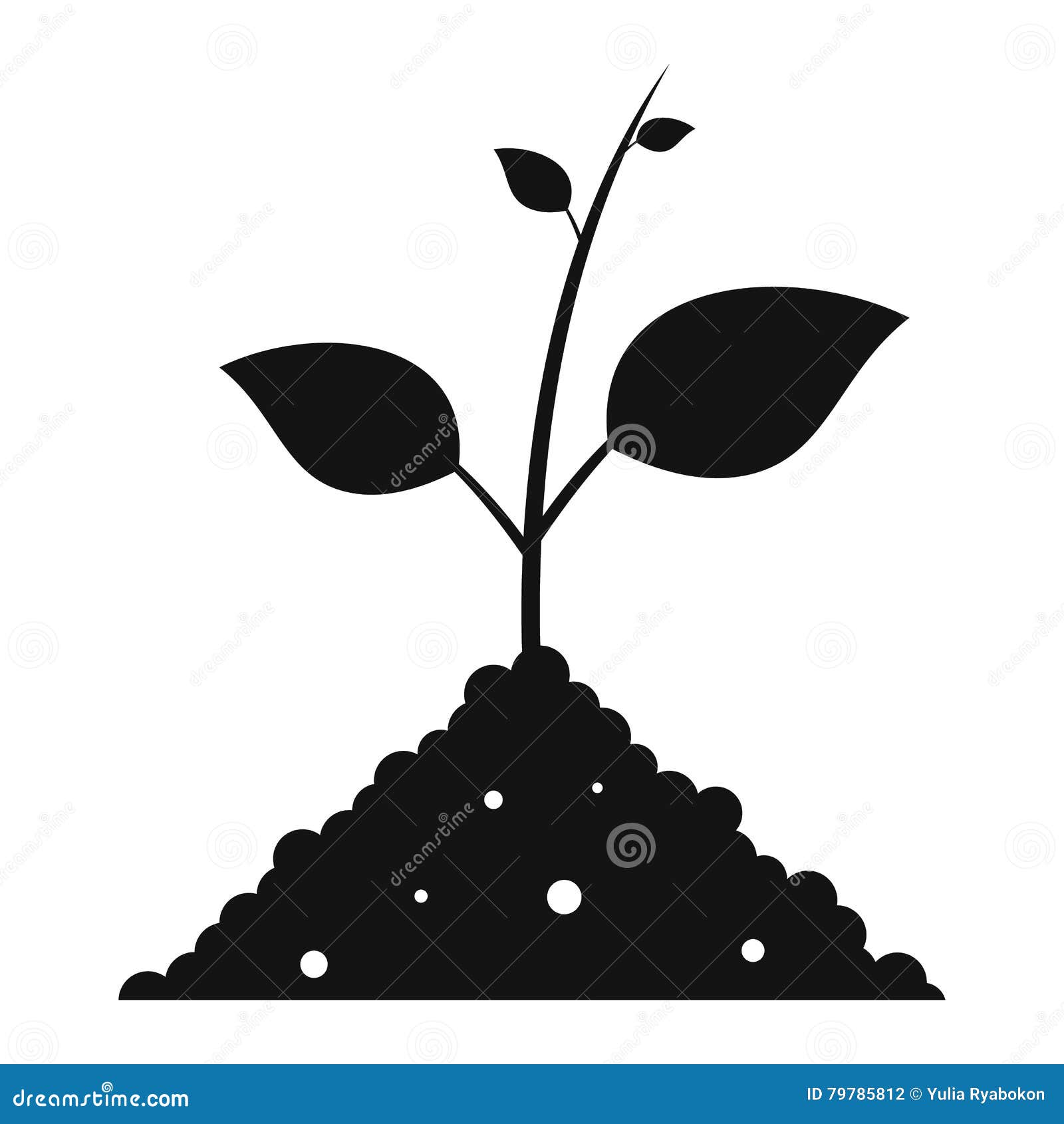 Sprout in the Ground Black Simple Icon Stock Vector - Illustration of ...