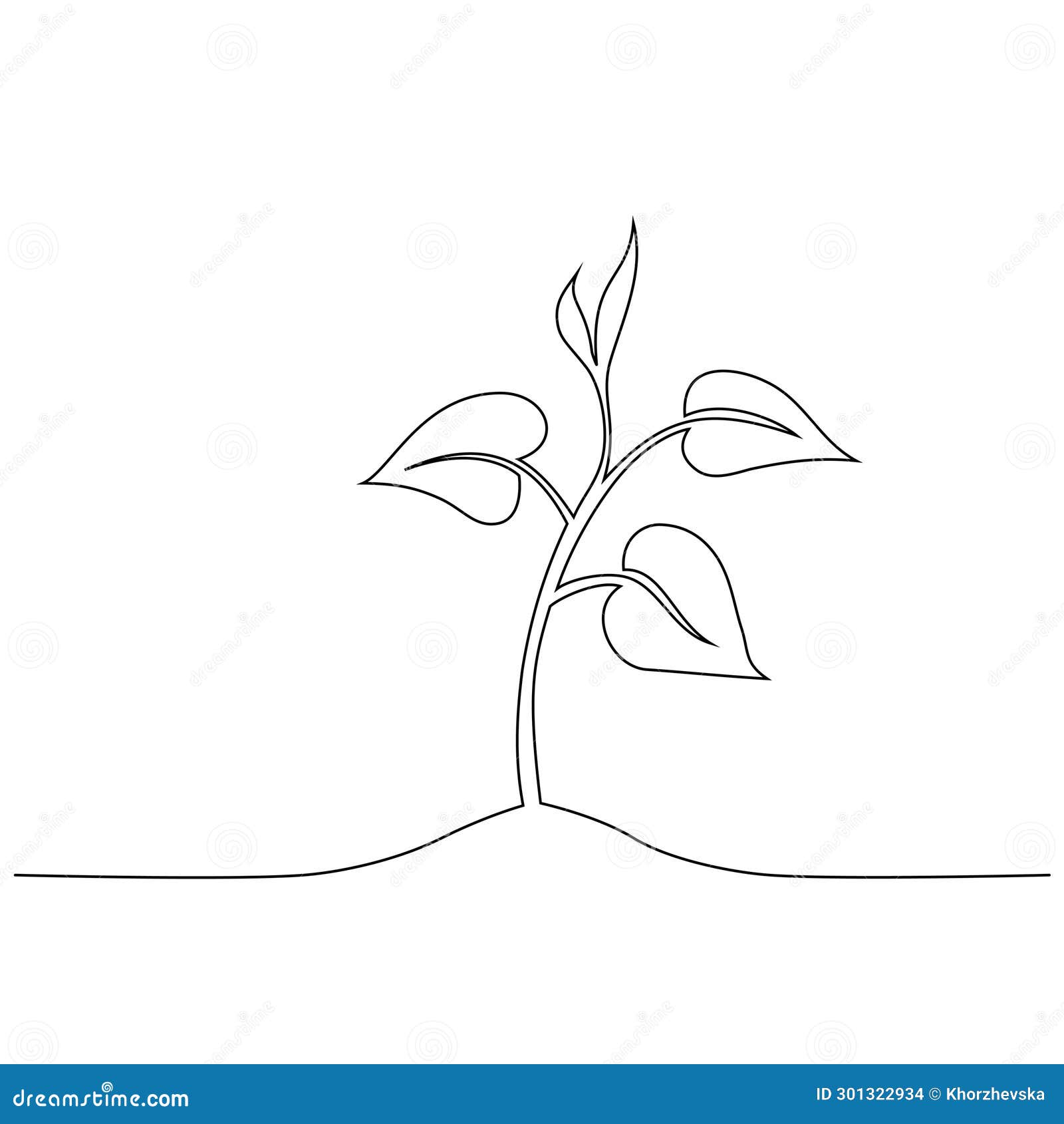 Sprout that Grows in the Ground, Growing Young Plant, Continuous Line ...