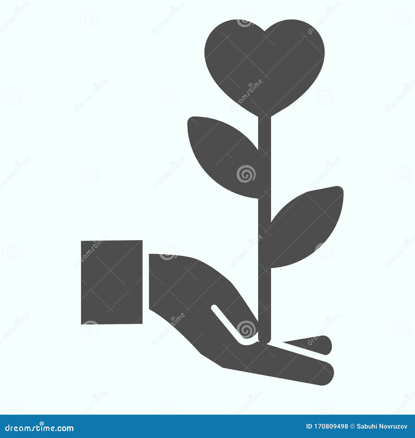 Sprout Heart Solid Icon. Flower with Heart on a Hand Vector ...