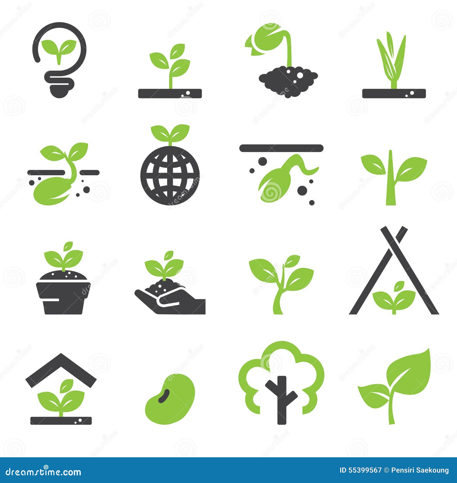 Sprout icon set stock vector. Illustration of conservatory - 55399567
