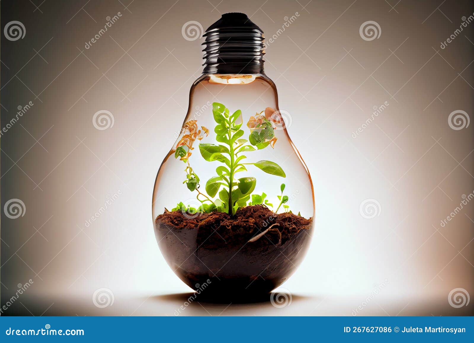 Sprout in a Light Bulb on the Ground Generative Ai Stock Illustration ...