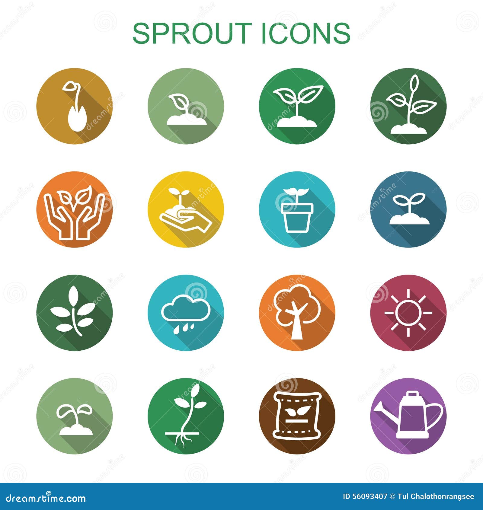 Sprout long shadow icons stock vector. Illustration of fertilizer ...