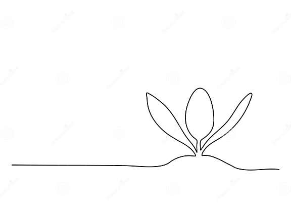 Sprout, One Line Drawing Vector Illustration Stock Vector ...