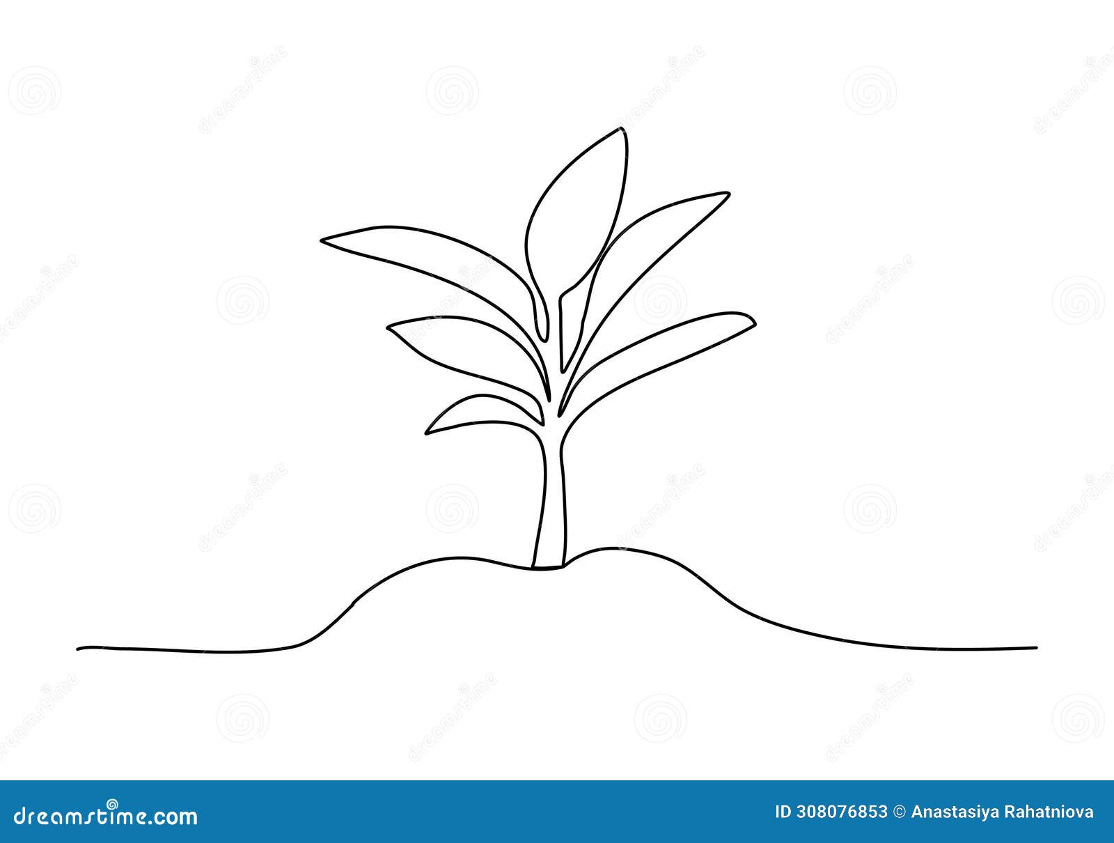Sprout, One Line Drawing Vector Illustration Stock Vector ...