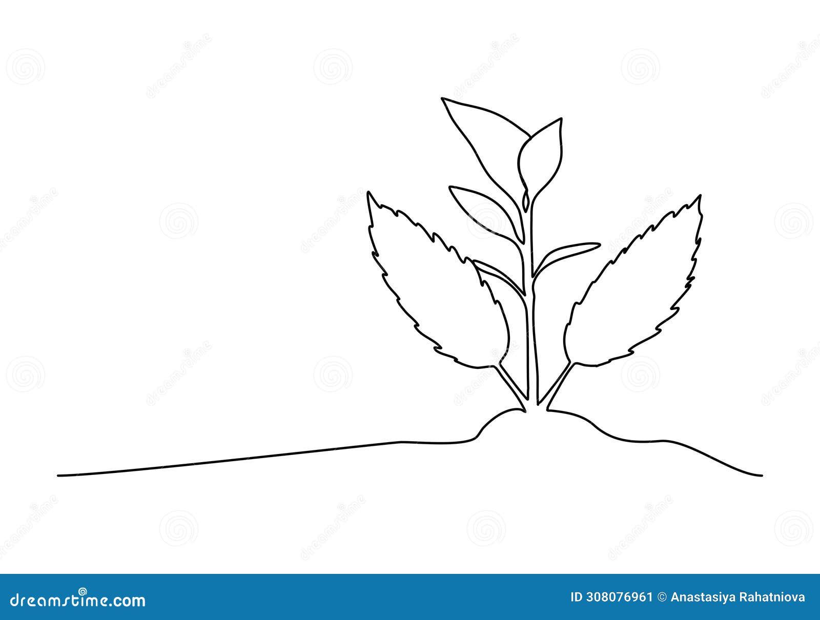 Sprout, One Line Drawing Vector Illustration Stock Vector ...