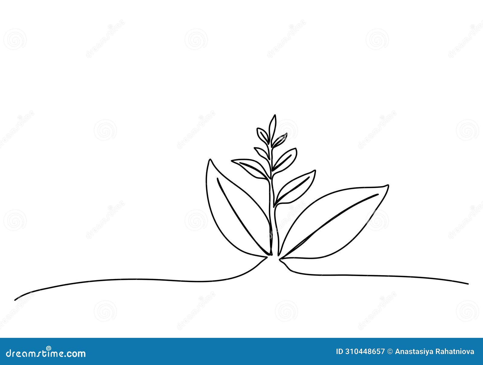 Sprout, One Line Drawing Vector Illustration Stock Vector ...