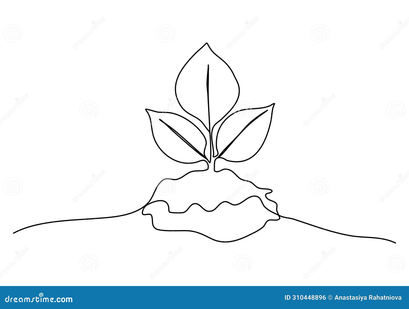 Sprout, One Line Drawing Vector Illustration Stock Vector ...