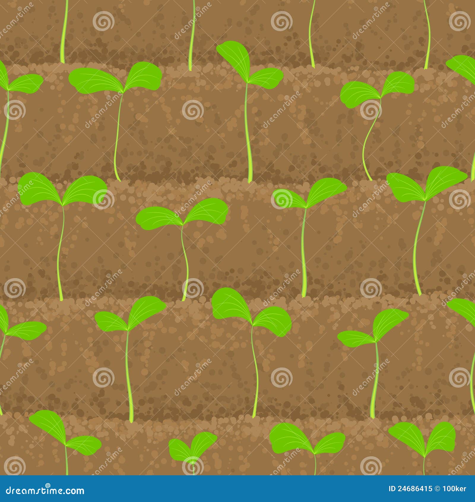 Sprout, Shoot Vegetable Patches in Row Seamless Stock Vector ...