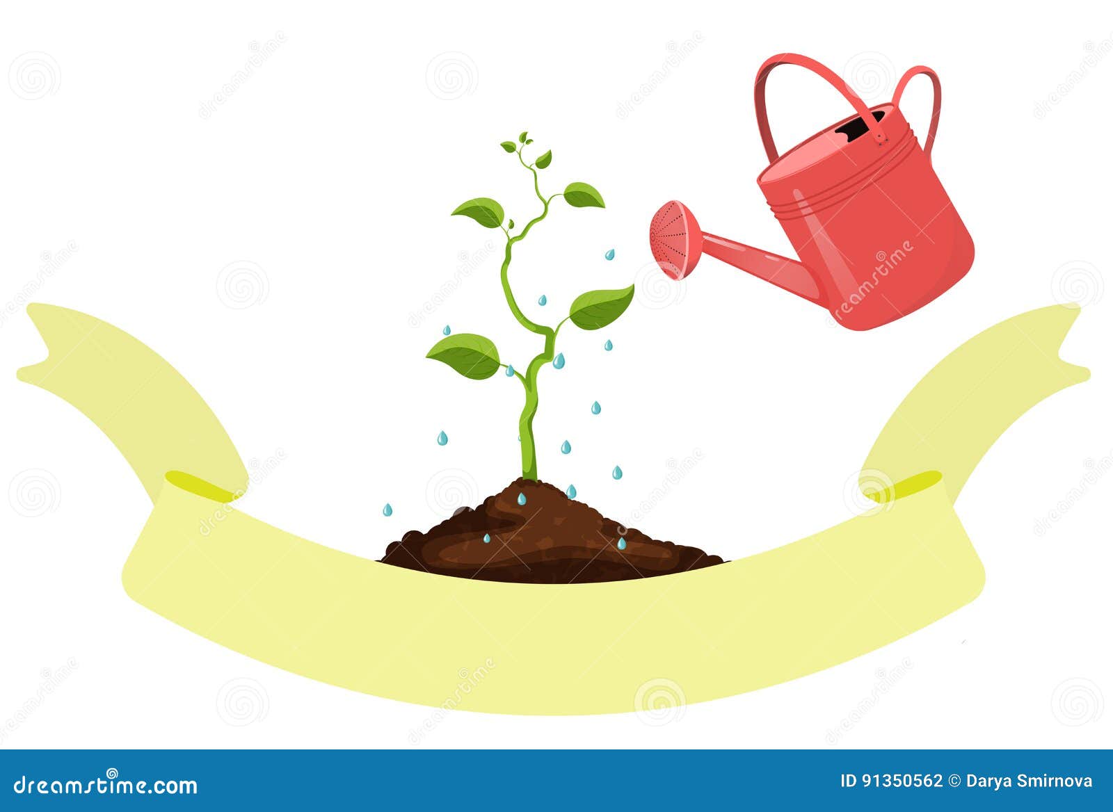 The Sprout is Watered with Water from the Watering Can.Vector Stock ...