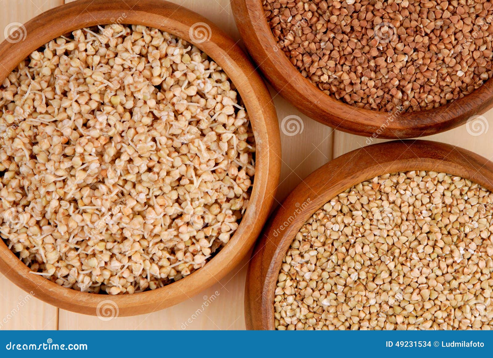 Sprouted Kernel of Buckwheat, Raw and Fried Cereals Stock Photo - Image ...