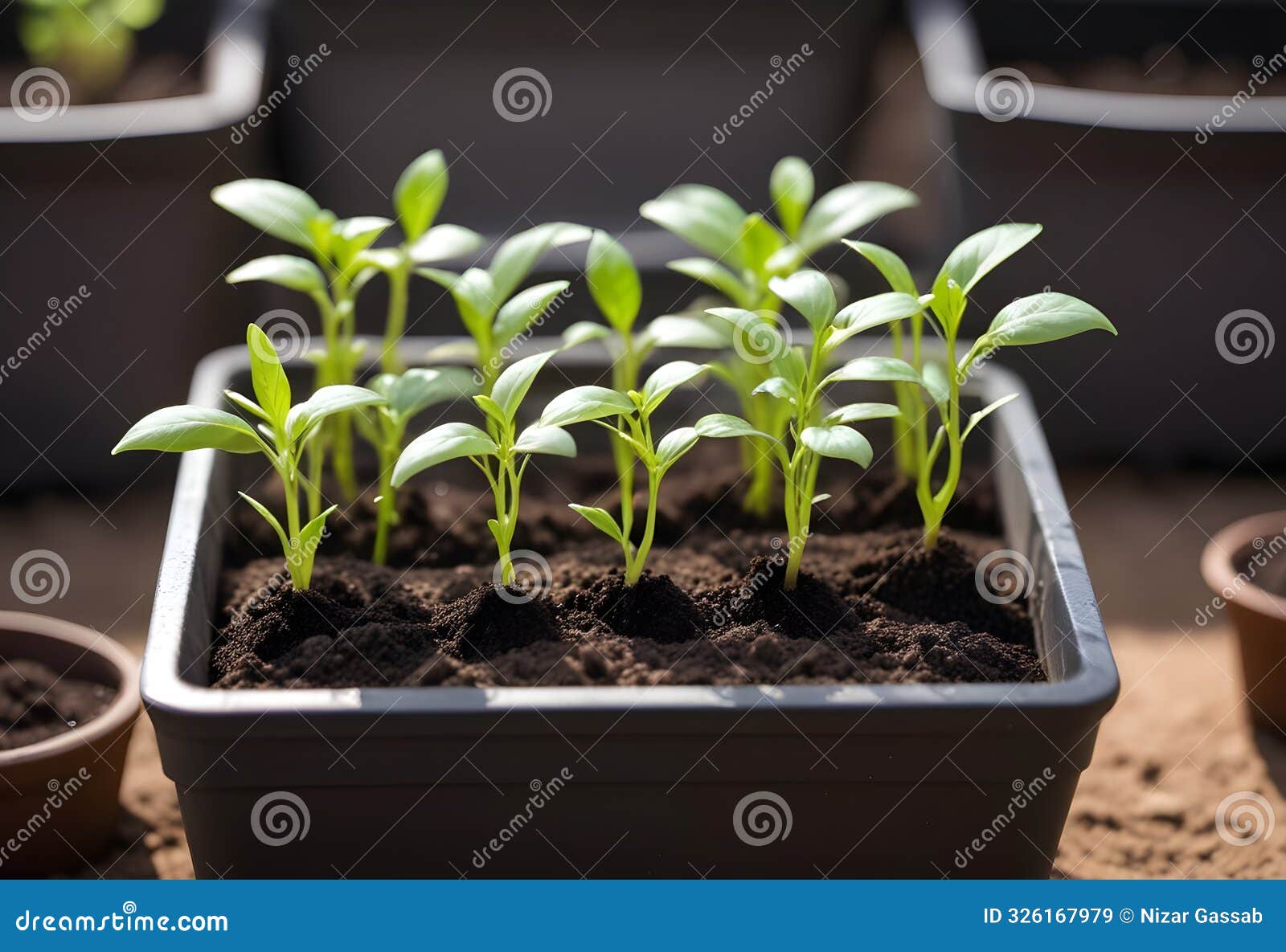 Sprouting Plants Growing , with Soil and a Blurred Background Stock ...
