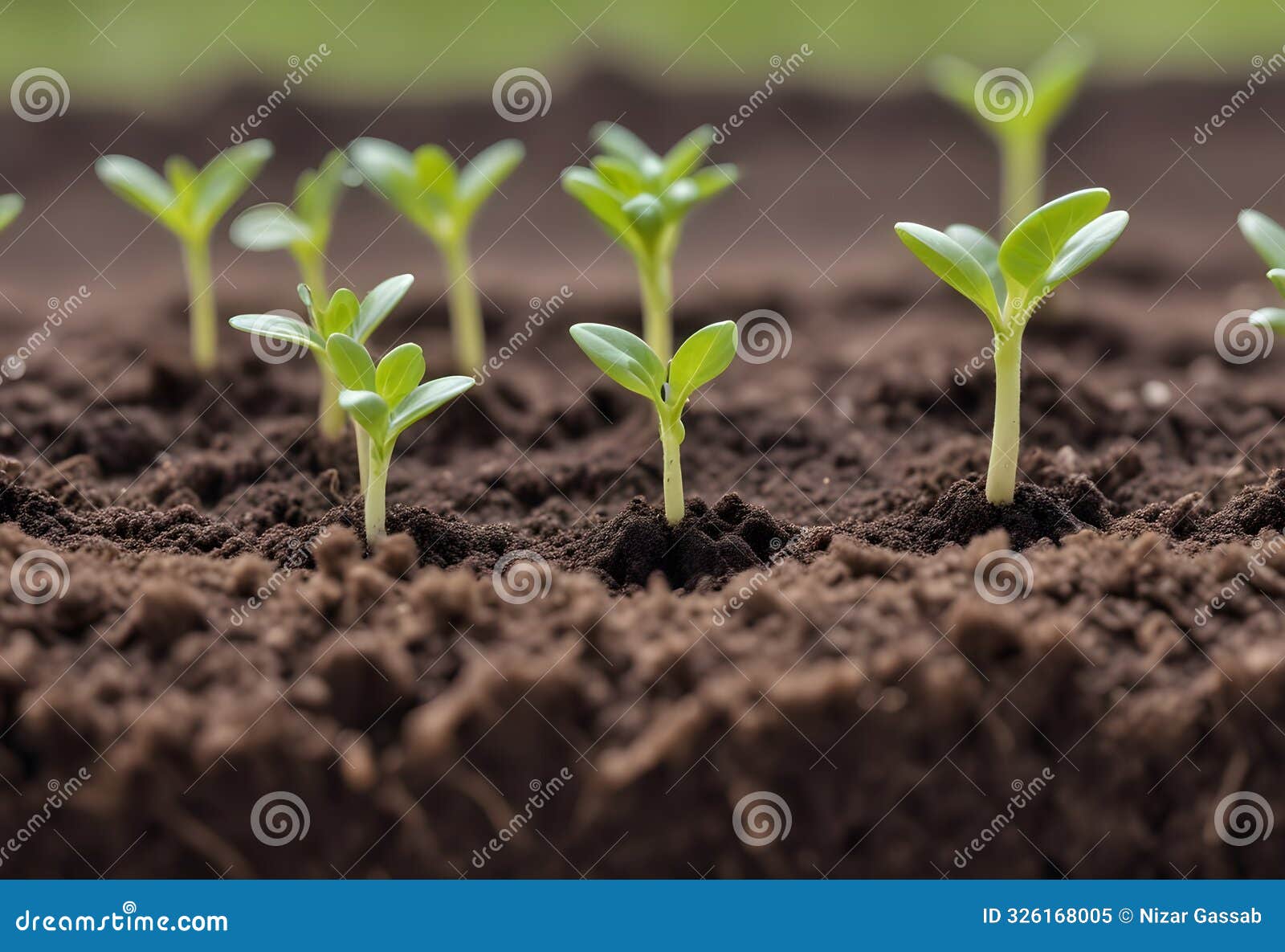 Sprouting Plants Growing , with Soil and a Blurred Background Stock ...