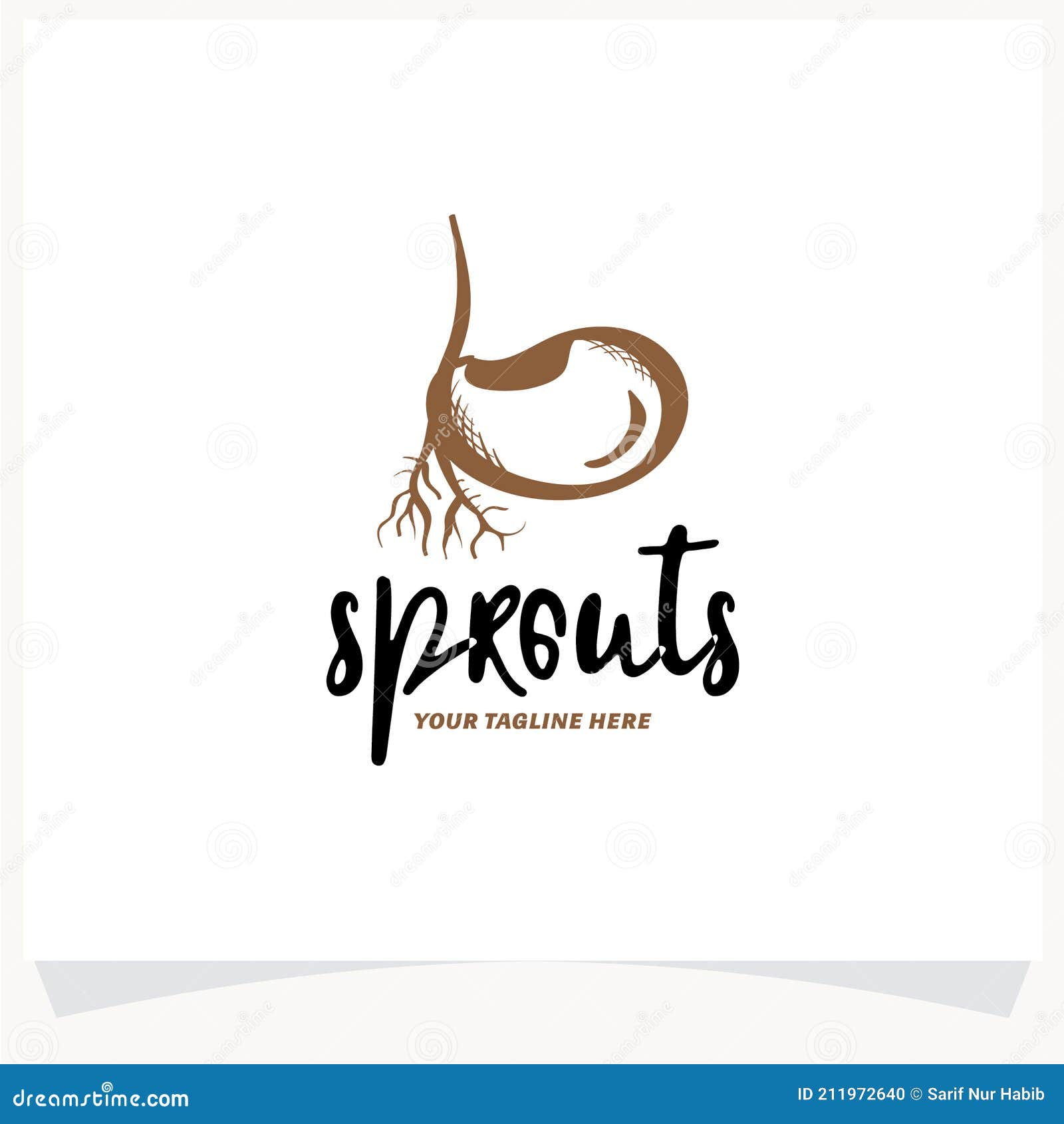 Sprouts Hand Drawn Logo Design Template Stock Vector - Illustration of ...