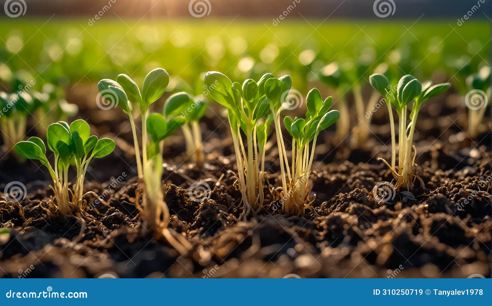 Sprouts of Plants in the Field Stock Illustration - Illustration of ...