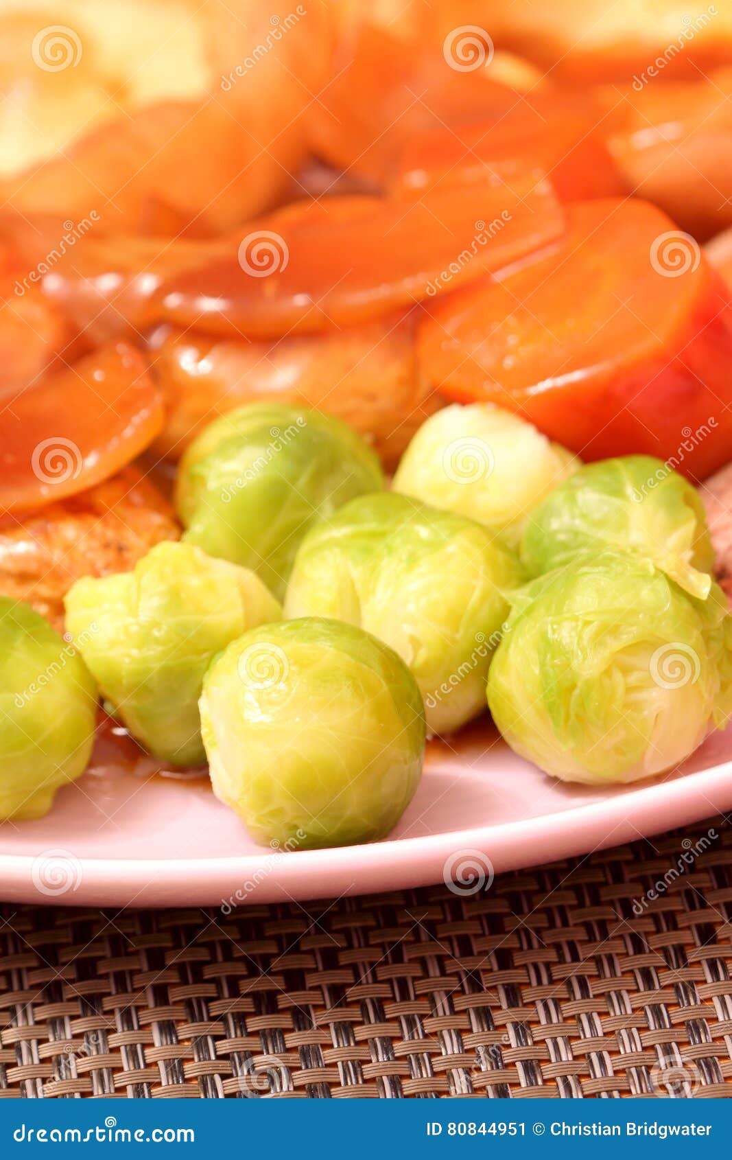 Sprouts on a Plate with a Sunday Roast Dinner Stock Image - Image of ...
