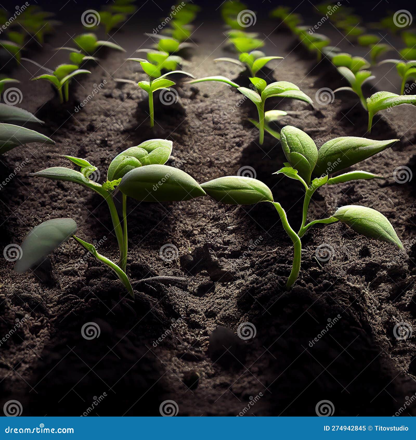 Sprouts of Seedlings Arranged in Rows in the Garden Stock Image - Image ...