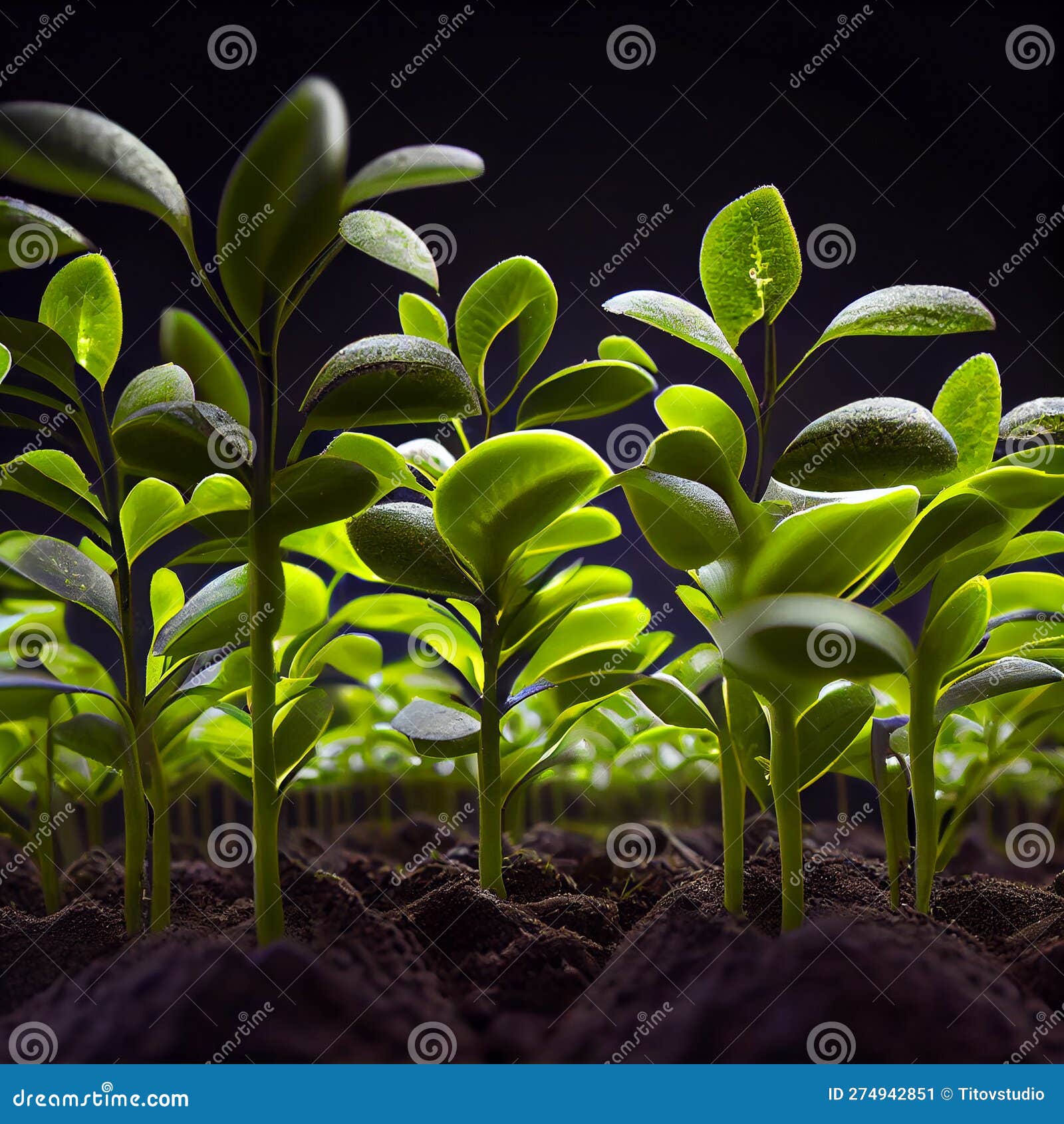 Sprouts of Seedlings Arranged in Rows in the Garden Stock Illustration ...