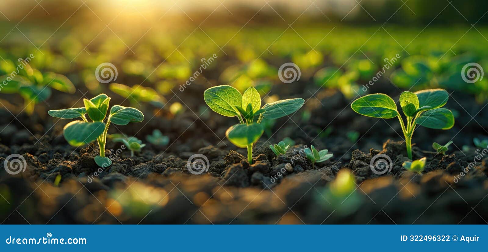 Sprouts in the Spring Field. Agriculture Banner. Sprouting Seeds from a ...