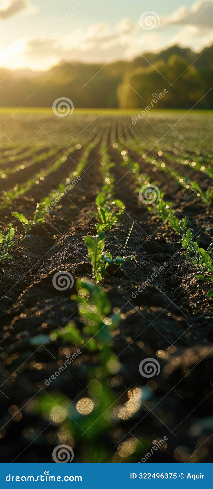 Sprouts in the Spring Field. Agriculture Banner. Sprouting Seeds from a ...