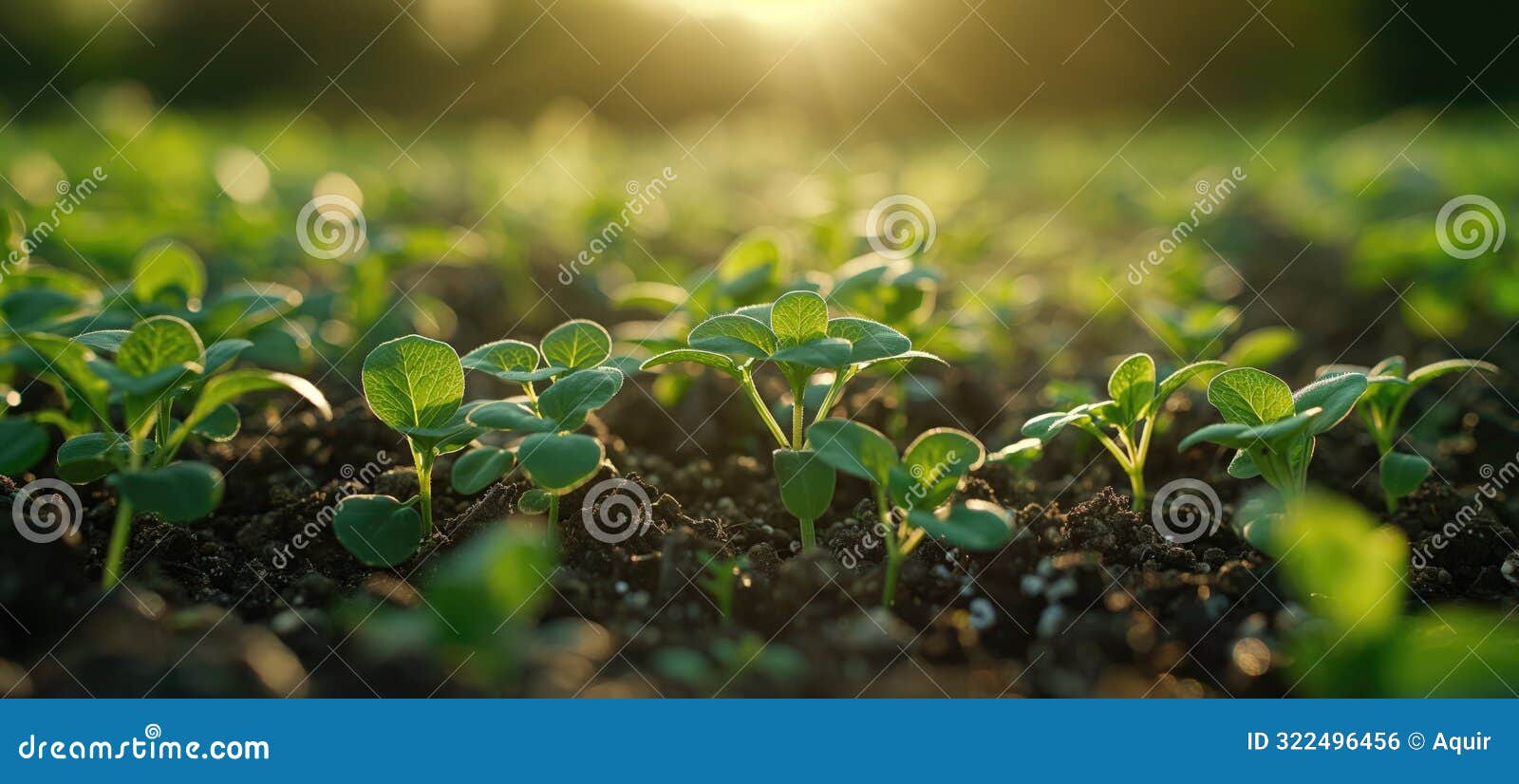 Sprouts in the Spring Field. Agriculture Banner. Sprouting Seeds from a ...