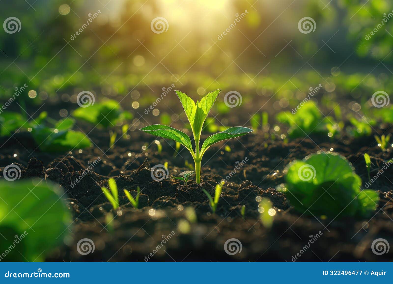 Sprouts in the Spring Field. Agriculture Banner. Sprouting Seeds from a ...