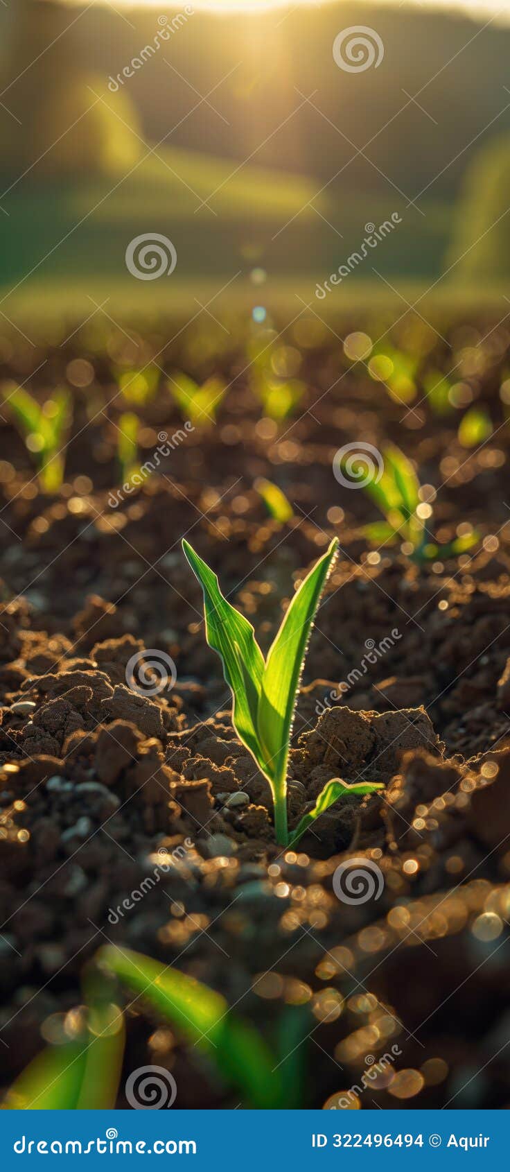 Sprouts in the Spring Field. Agriculture Banner. Sprouting Seeds from a ...