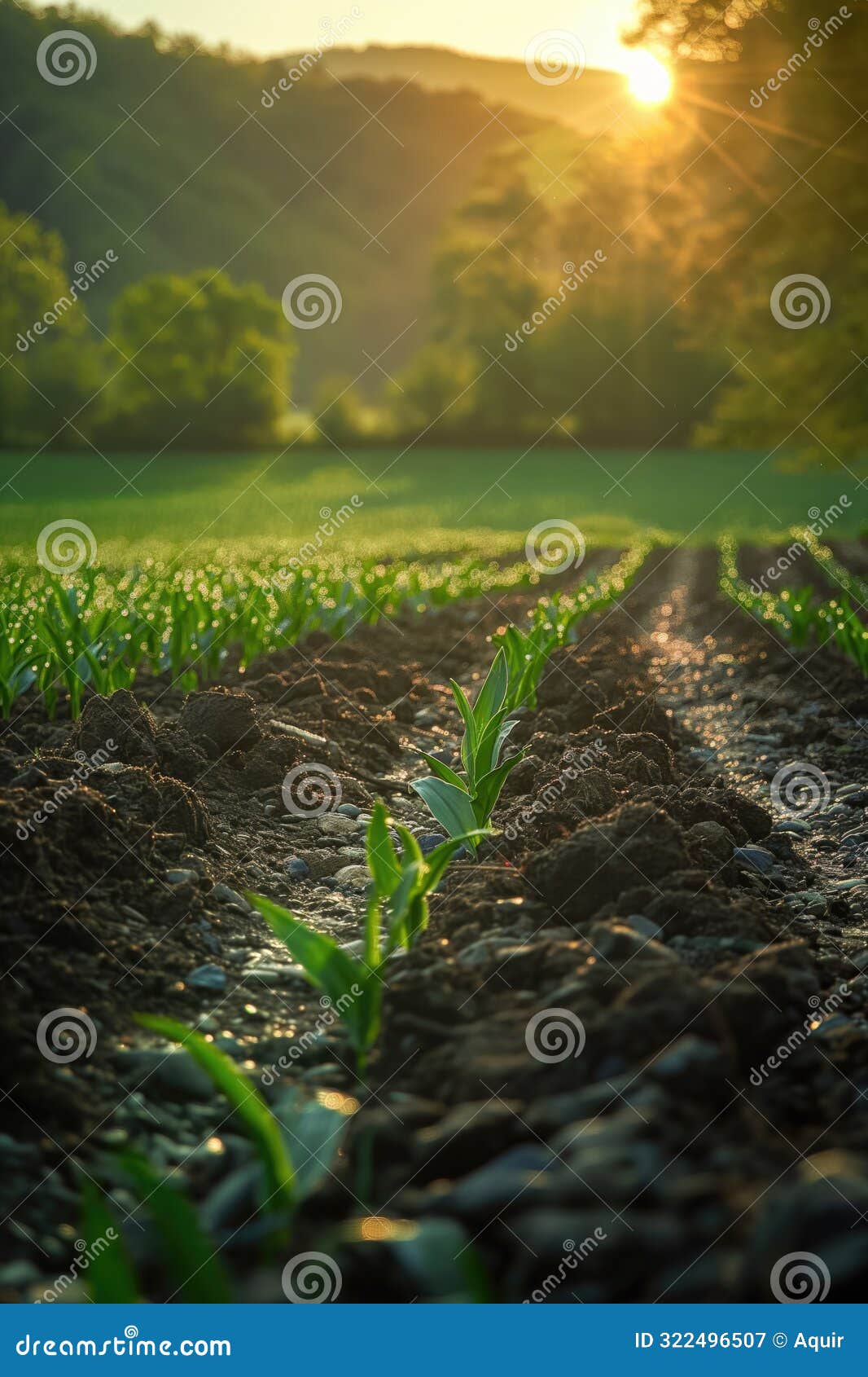 Sprouts in the Spring Field. Agriculture Banner. Sprouting Seeds from a ...