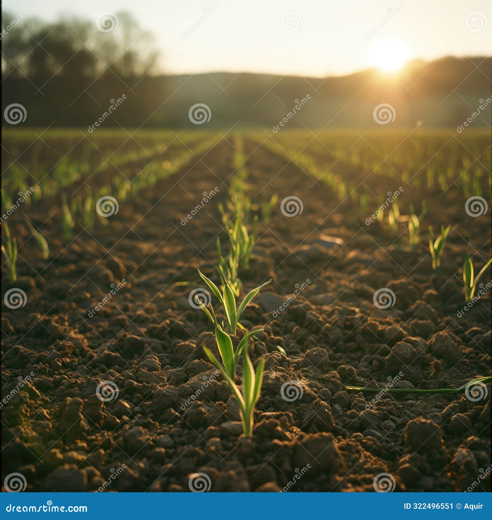 Sprouts in the Spring Field. Agriculture Banner. Sprouting Seeds from a ...