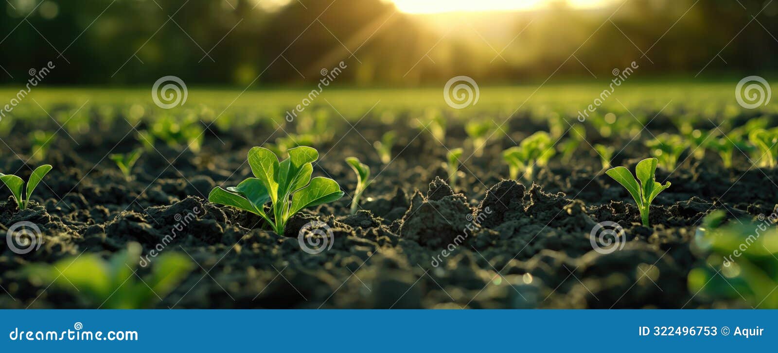 Sprouts in the Spring Field. Agriculture Banner. Sprouting Seeds from a ...
