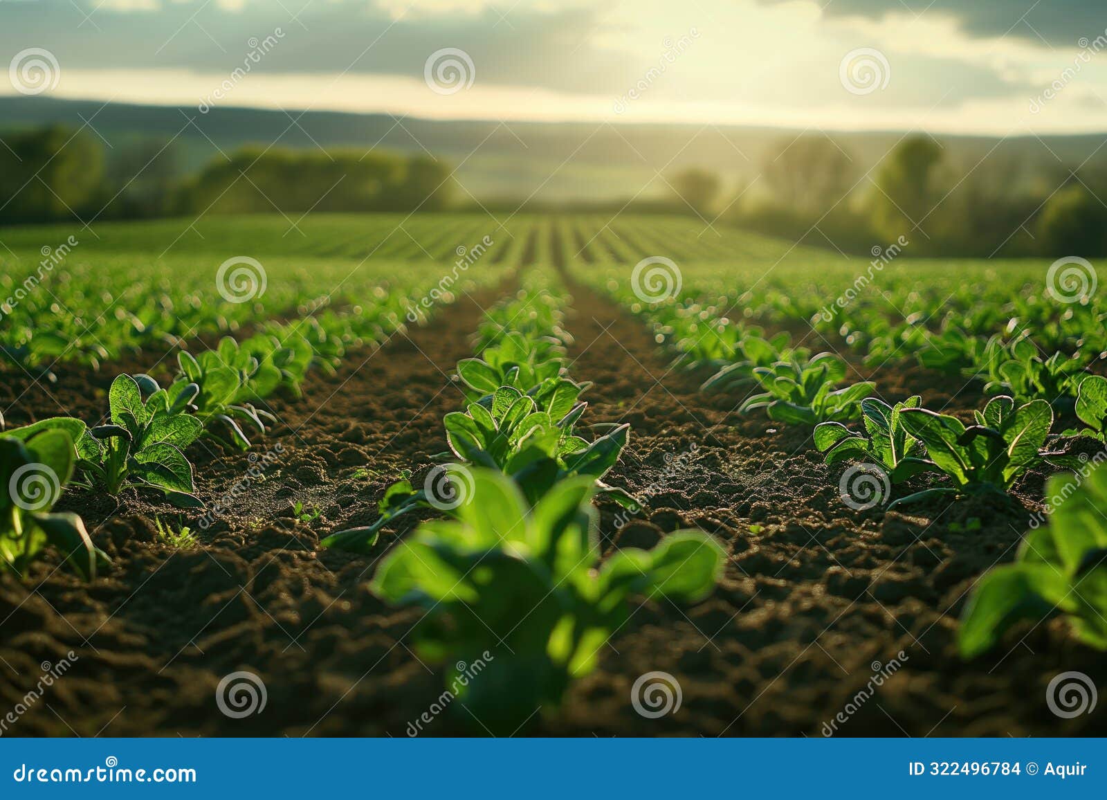 Sprouts in the Spring Field. Agriculture Banner. Sprouting Seeds from a ...