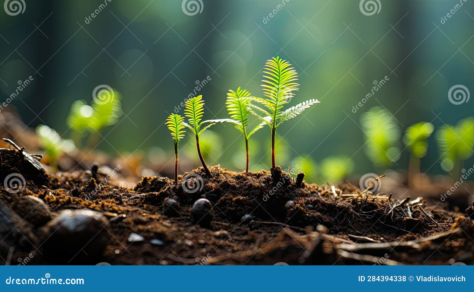 Sprouts of Young Trees on the Background of the Forest, the Idea for a ...