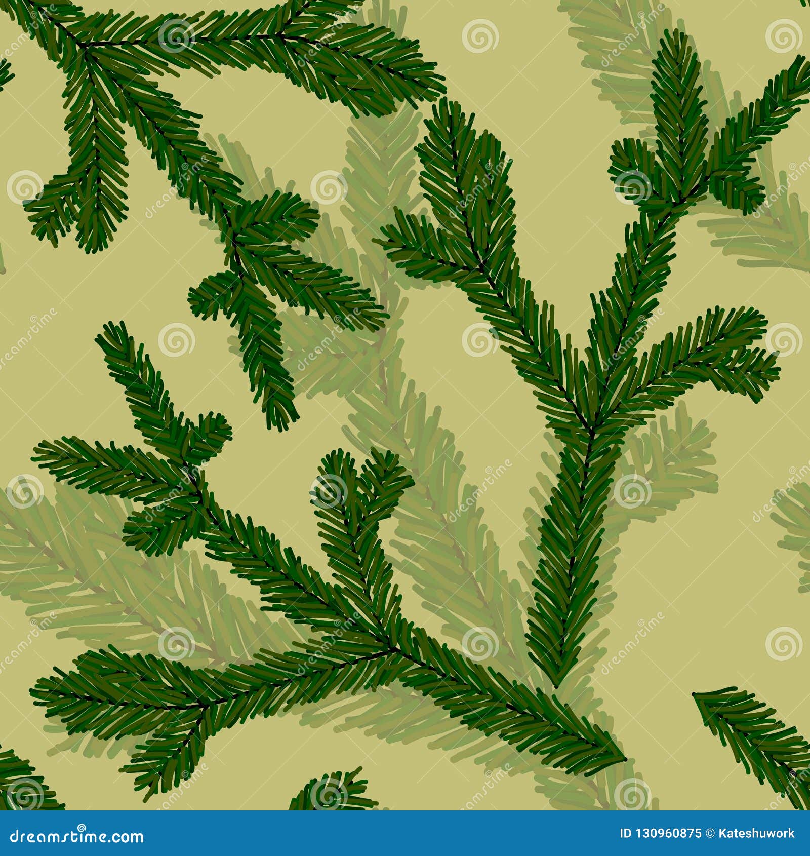 Spruce Branch Vector Seamless Pattern. Ornament Texture Back Background ...