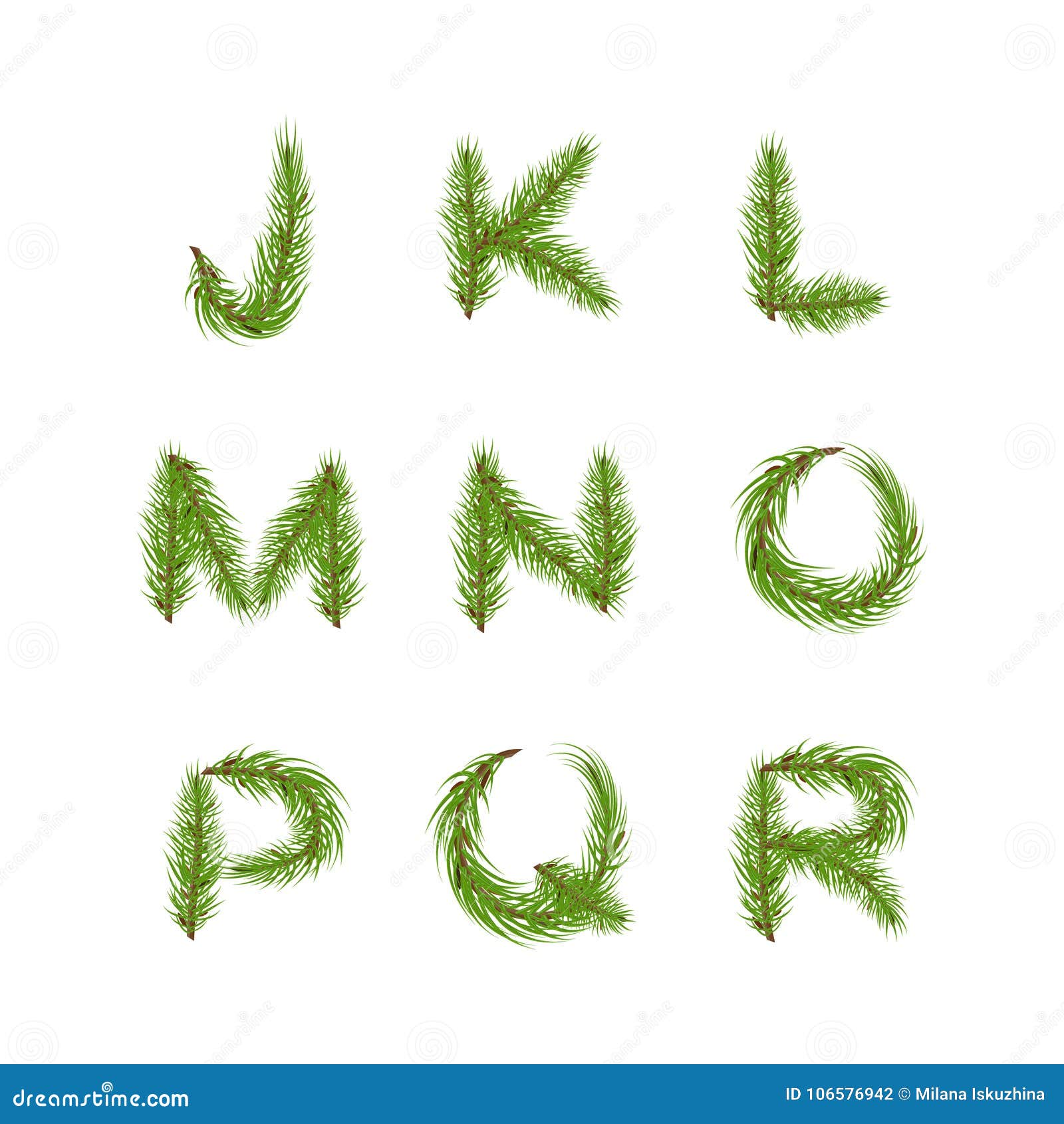 Spruce Branches in the Form of Letters Stock Vector - Illustration of ...