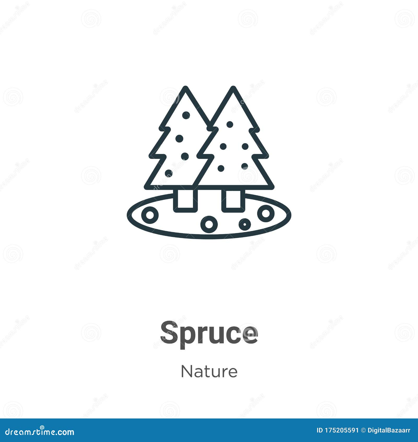 Spruce Outline Vector Icon. Thin Line Black Spruce Icon, Flat Vector ...