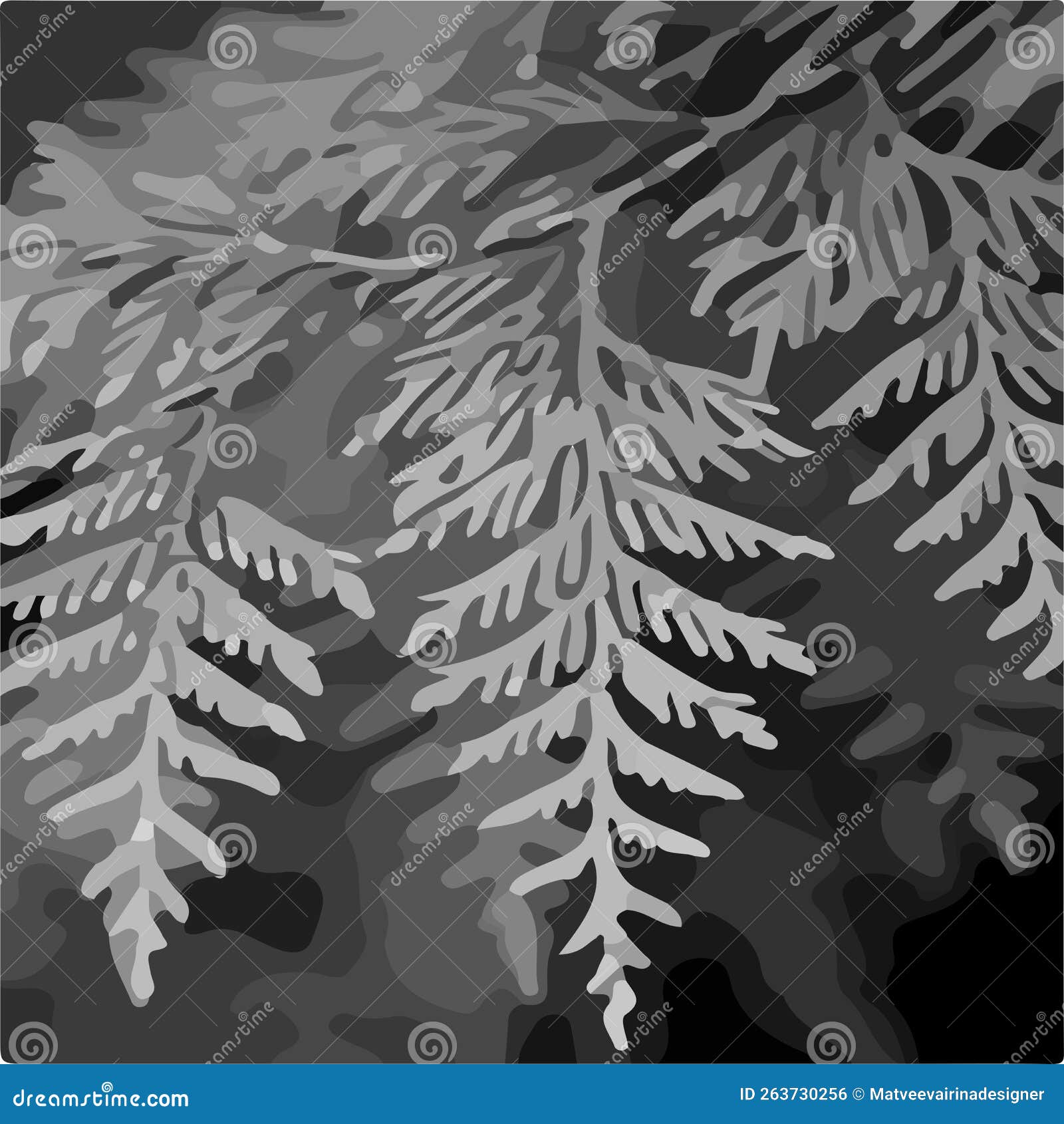 Spruce Tree Branches in a Black and White Realistic Manner Stock ...