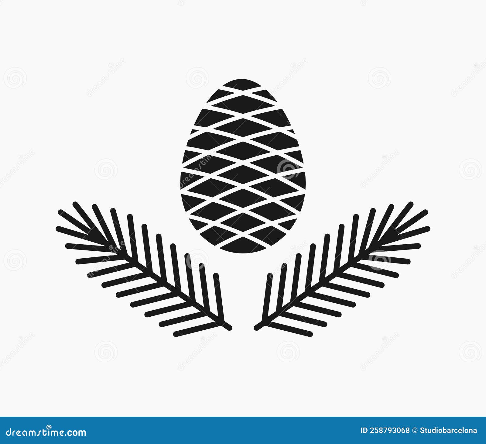 Spruce Tree Cone and Branches Symbol Stock Vector - Illustration of ...