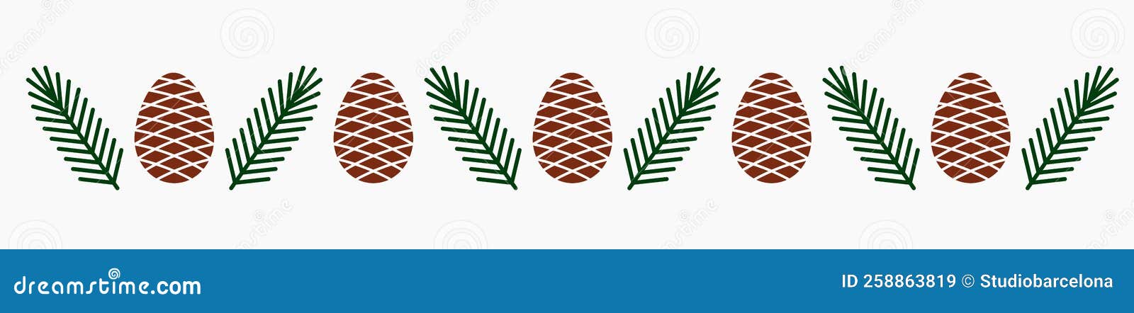 Spruce Tree Cones and Branches Pattern Border Stock Vector ...