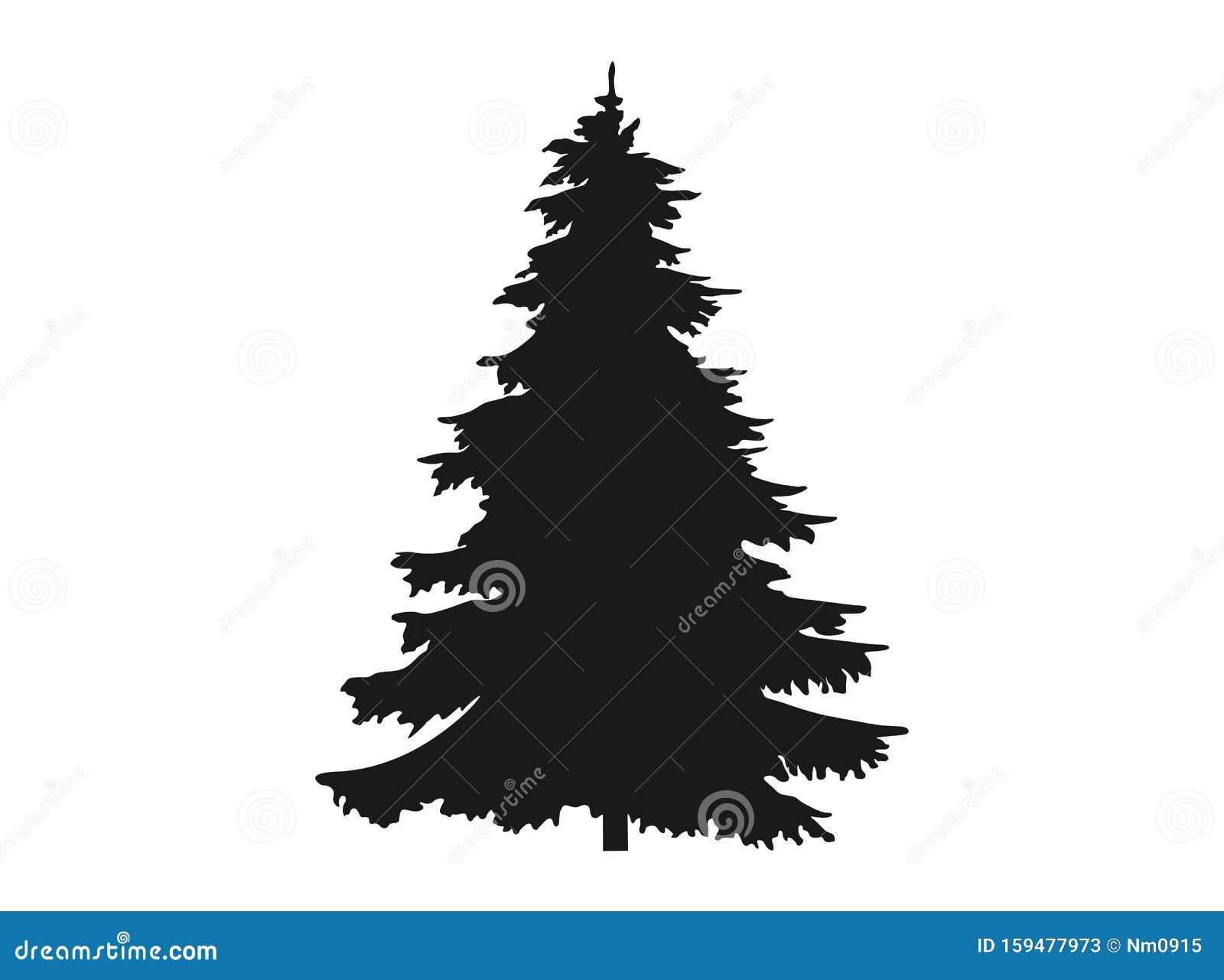 Spruce Tree Silhouette. Christmas and New Year Design Element Stock ...