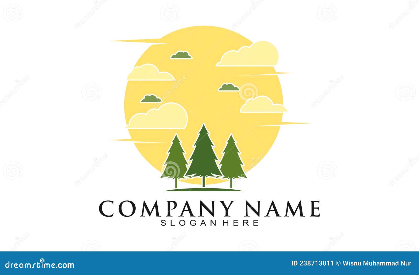Spruce Tree and Twilight Sky Vector Design Stock Vector - Illustration ...